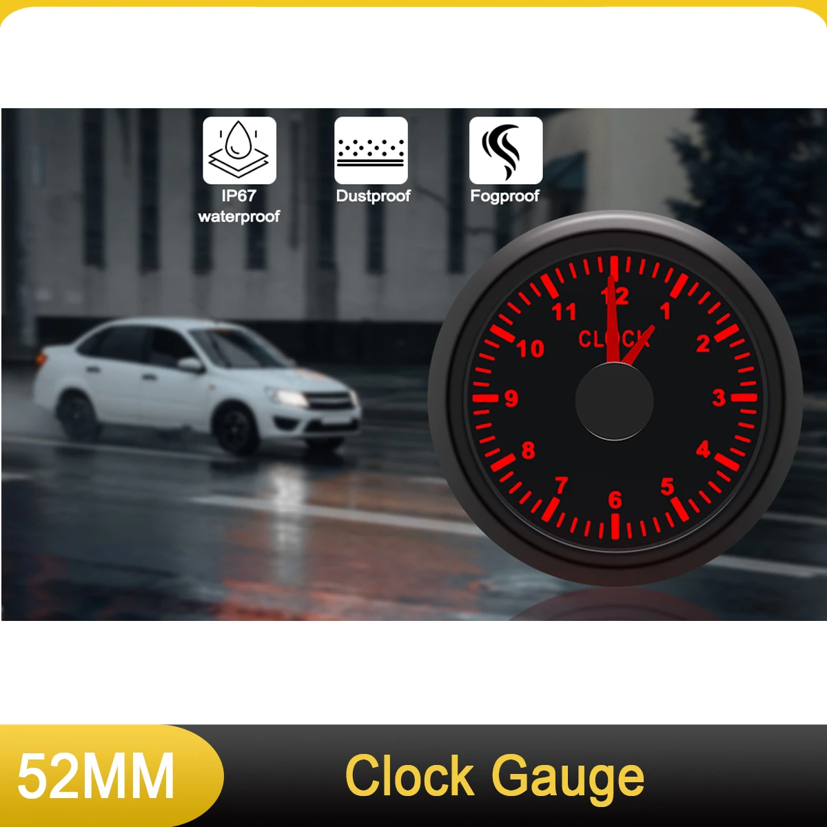 52MM Clock Meter Gauges Car Clock 0-12 Hours Format High Accuracy with ...