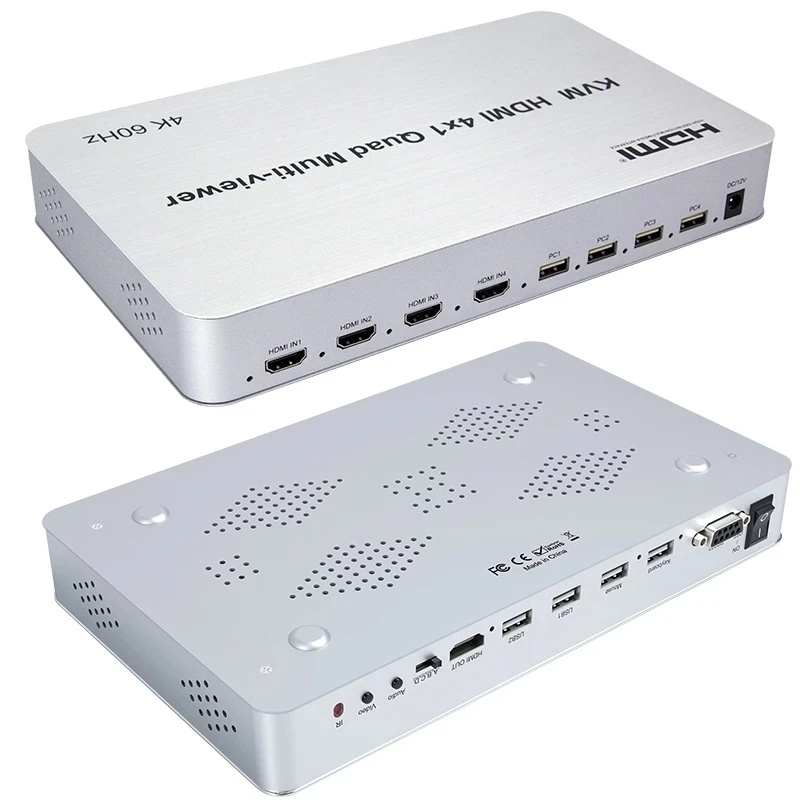 4K 60Hz KVM HDMI Multi viewer 4X1 HDMI Quad Screen Multiviewer with ...