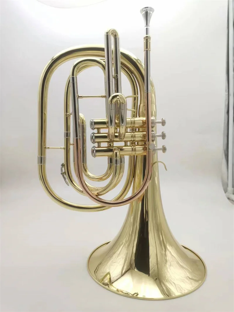 New-Arrival-Bb-Marching-French-Horn-Brass-Nickel-Plated-Professional ...