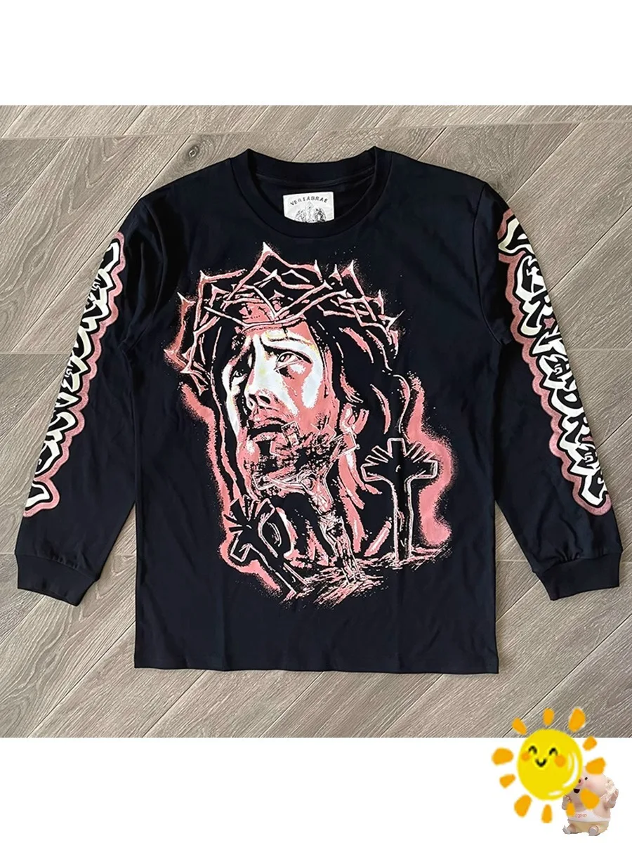 24SS-New-Fasion-Washed-Vertabrae-Jesus-T-Shirt-Long-Sleeve-Oversized ...