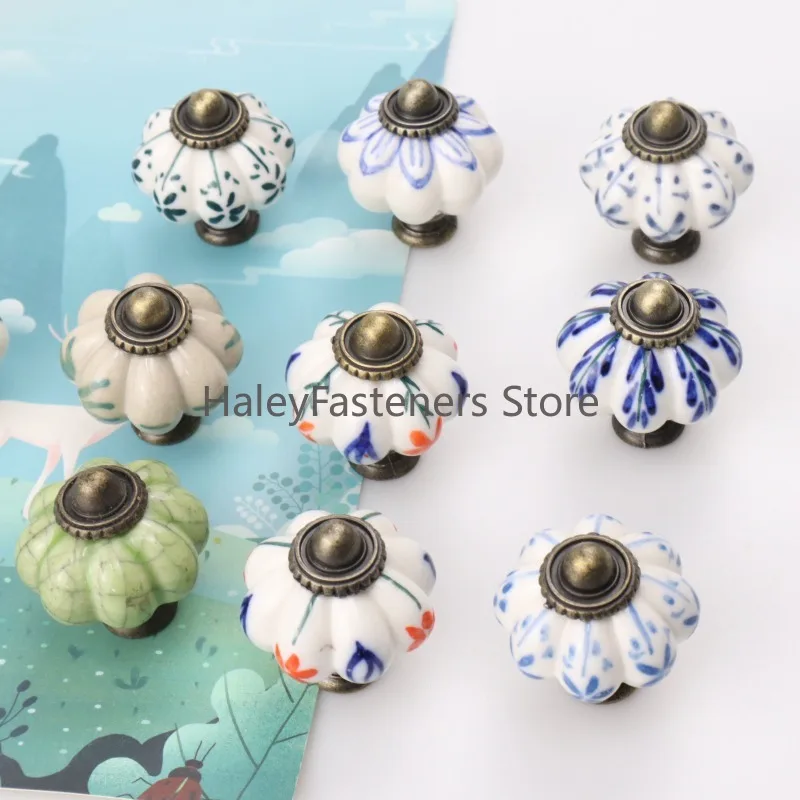Vintage-Ceramic-Cupboard-Door-Knobs-Porcelain-Dresser-Drawer-Knobs-Wardrobe-Pulls-Handles ...