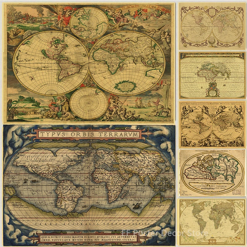 World-Map-Poster-Detailed-Antique-Posters-Prints-Vintage-Home-Room-Art ...