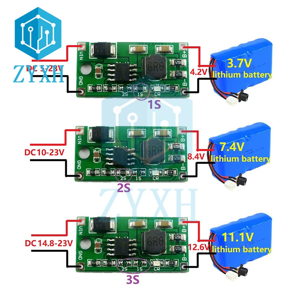 BMS 1S 2S 3S 0.5A 1A 2A 18650 Lithium Li-ion Battery Packs Charge Board ...