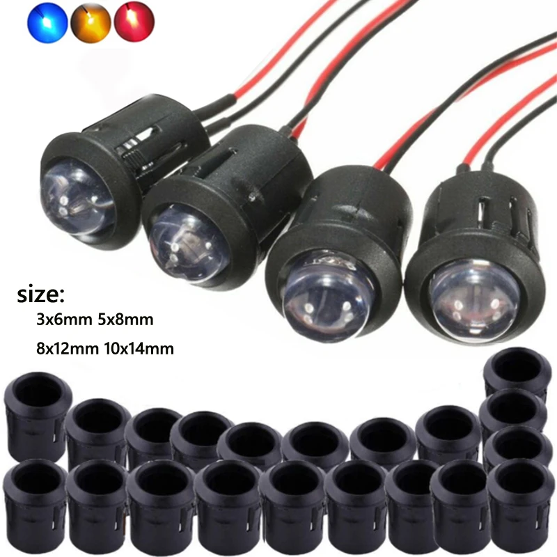 5-50pcs Black Plastic 3mm 5mm 8mm 10mm Lamp LED Diode Holder Black Clip ...