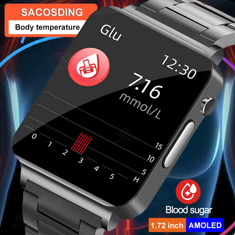 ECG+PPG Painless Non-Invasive Blood Glucose Smart Watch Men Healthy ...