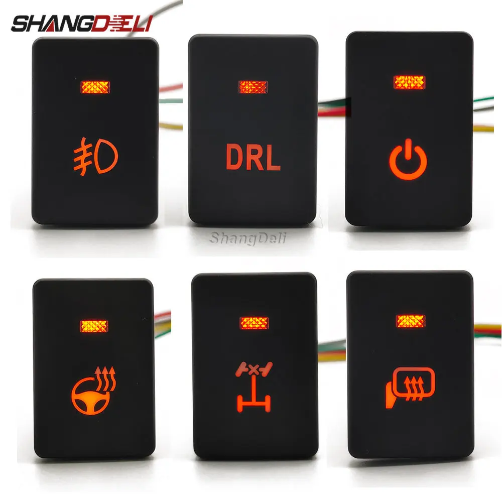 1PC-Auto-LED-Light-Steering-Wheel-Heating-mirror-folding-Switch-Push ...