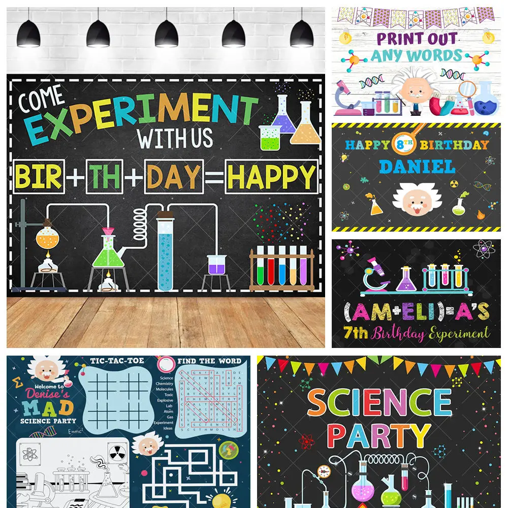 Cartoon Magic Chemical Reagent Science Experiment Theme Kids Birthday ...