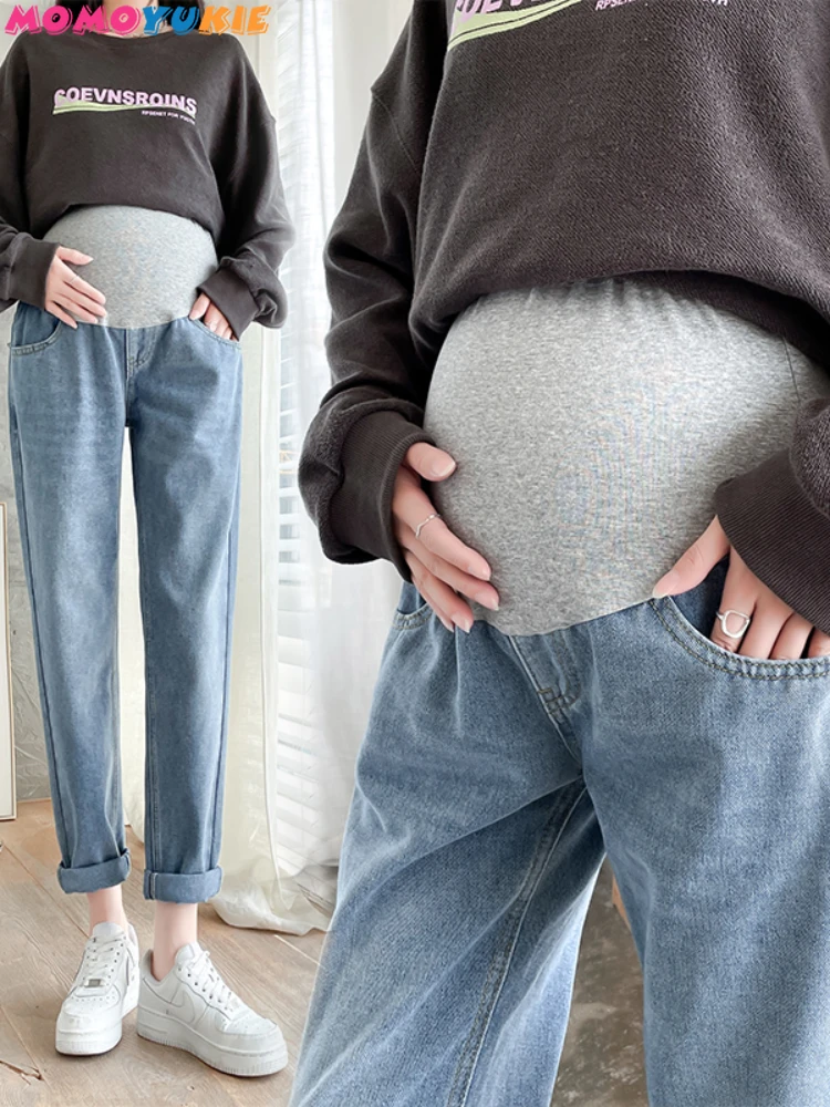 Vintage Maternity Harem Pants Clothing Pregnant Woman Pregnancy Clothes Denim Jeans Grossesse ...