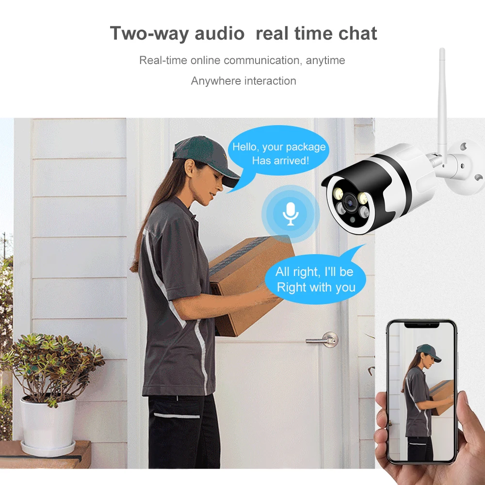 Yoosee Vízálló Wifi Ip Kamera 1080P Kétirányú Audio Intelligens Otthoni ...