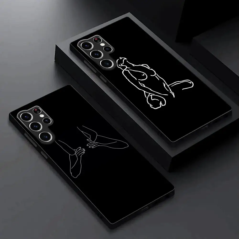 Art-Line-Drawing-Black-And-White-Phone-Case-For-Samsung-Galaxy-S23-S22 ...