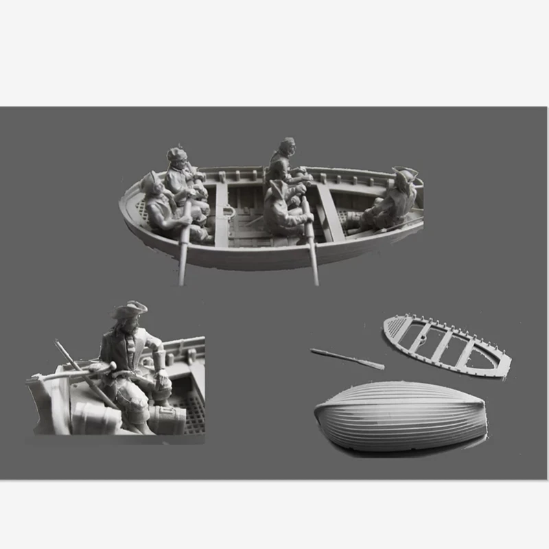 1/72 Scale Resin Model Figure GK,the boat with crew xvIII century ...
