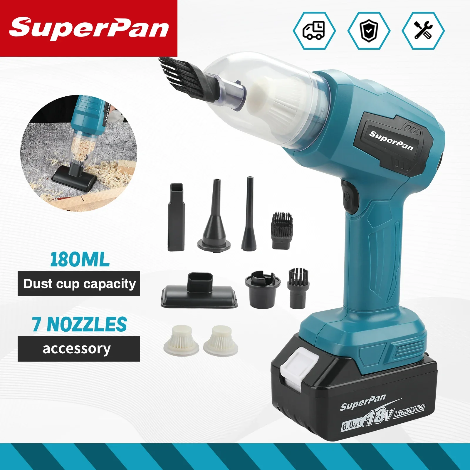 Makita – Mini aspirateur électrique à forte aspiration, sans fil ...