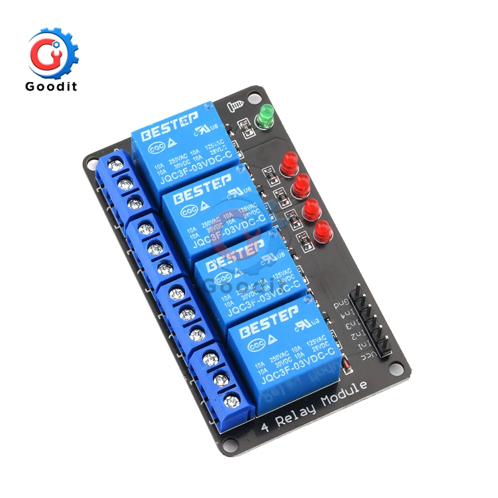 3v 33v 1 채널 2 채널 4 채널 릴레이 모듈 램프 릴레이 출력 포함 로우 레벨 트리거 Arduino용 4 웨이 릴레이