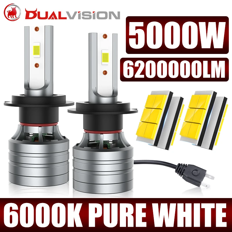 1:1 Mini H7 H4 H11 LED Headlight Bulbs 5000W Brighter H1 H8 H9 9005 HB3 ...
