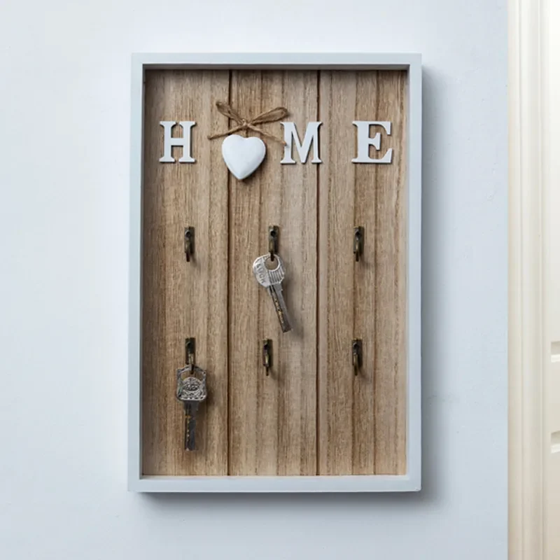 Wooden-Metal-Key-Hook-Board-Home-Wall-Decoration-Living-Room-Entrance ...