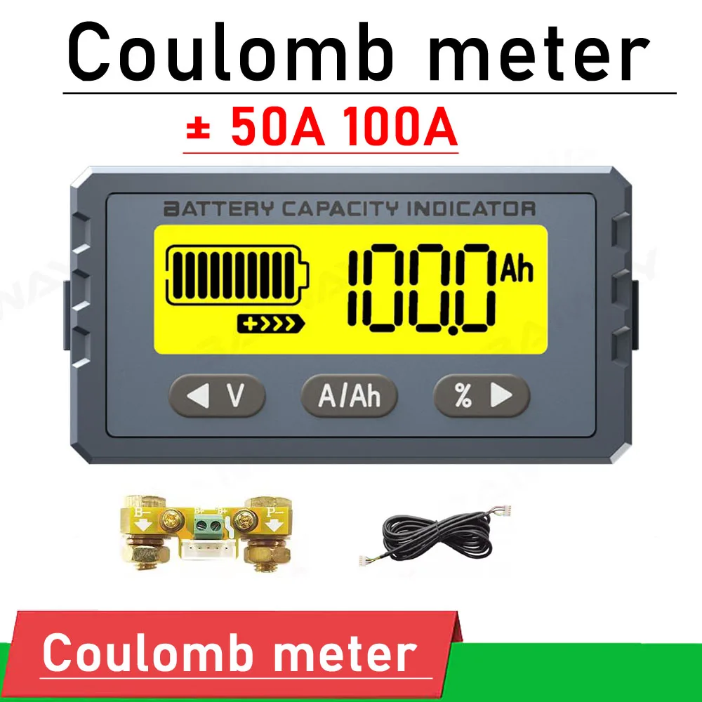 Lithium-Battery-Tester-50A-100A-Coulomb-Meter-Monitor-Capacity-power ...
