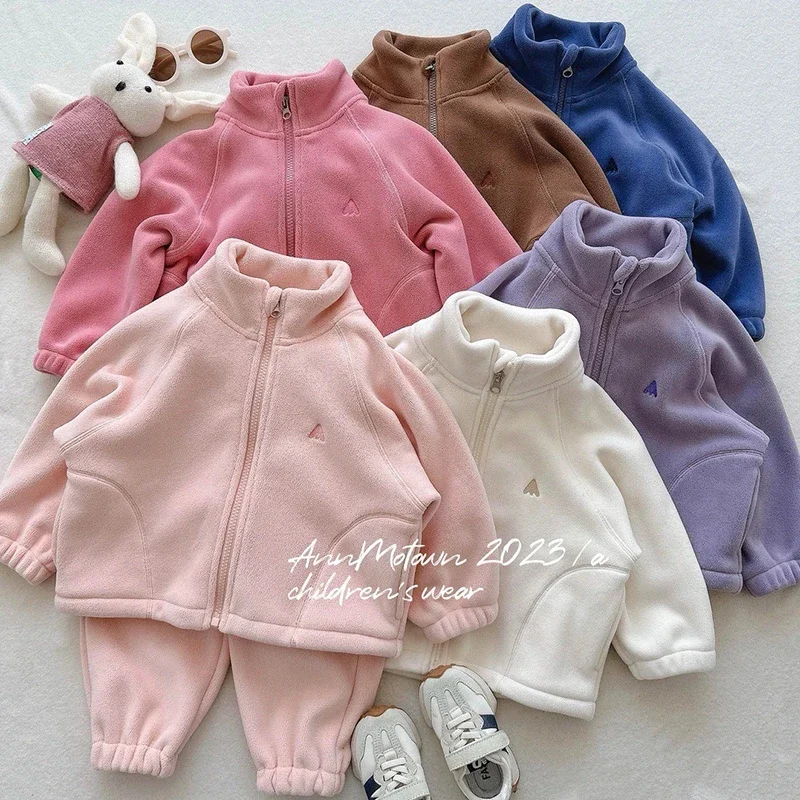 Children-s-Polar-Fleece-Suit-Zipper-Tracksuit-Set-for-Boy-Girl-Baby ...