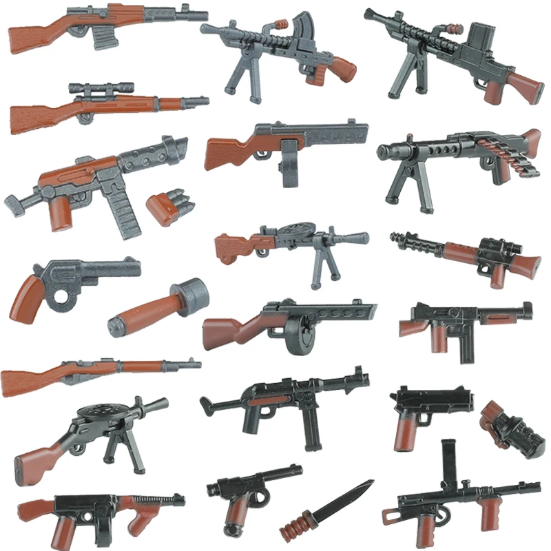 WW2 Figure Soldier Weapons Guns Military Building Blocks MG34 ...