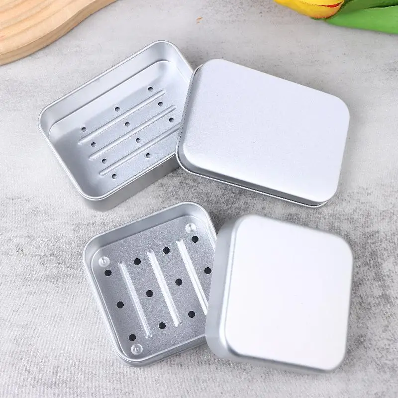 Square Aluminum Soap Dish Soap Box With Lid Aluminum Soap Holder Travel ...