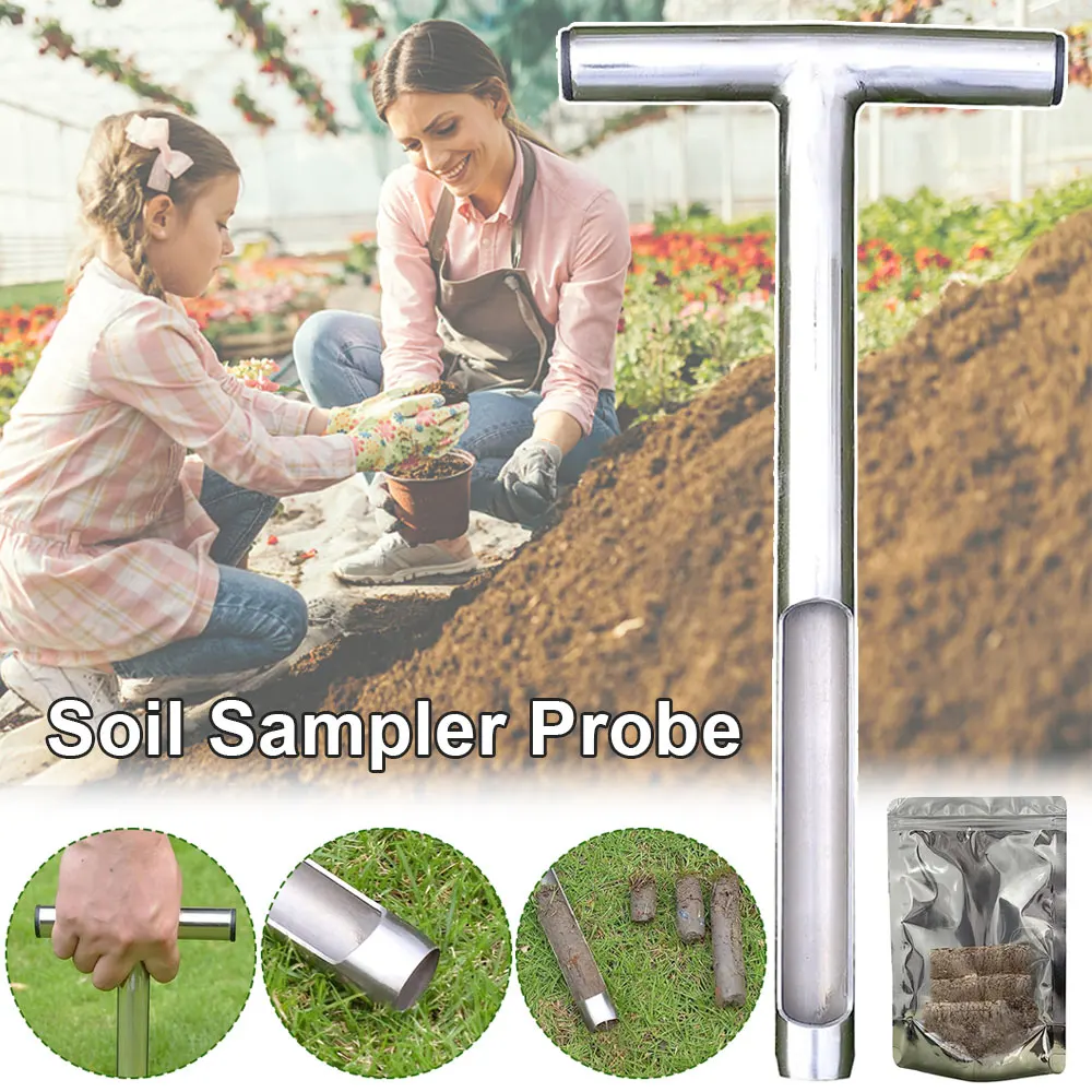 Soil-Probe-12-Inch-with-2-Bags-Soil-Sample-Probe-for-Lawn-House-Plants ...