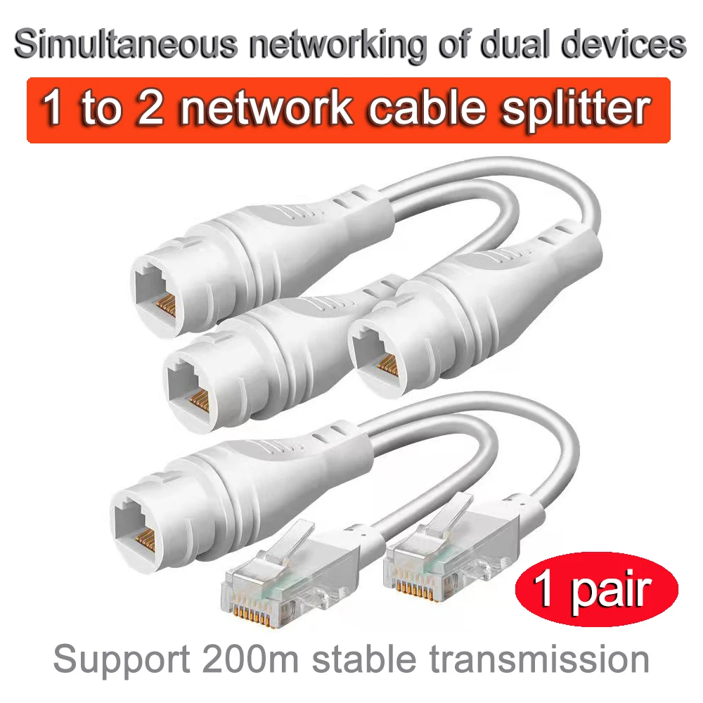 RJ45-One-line-Dual-purpose-Adapter-Network-Splitter-Poe-Switch-Connector-Waterproof-One-Wire ...
