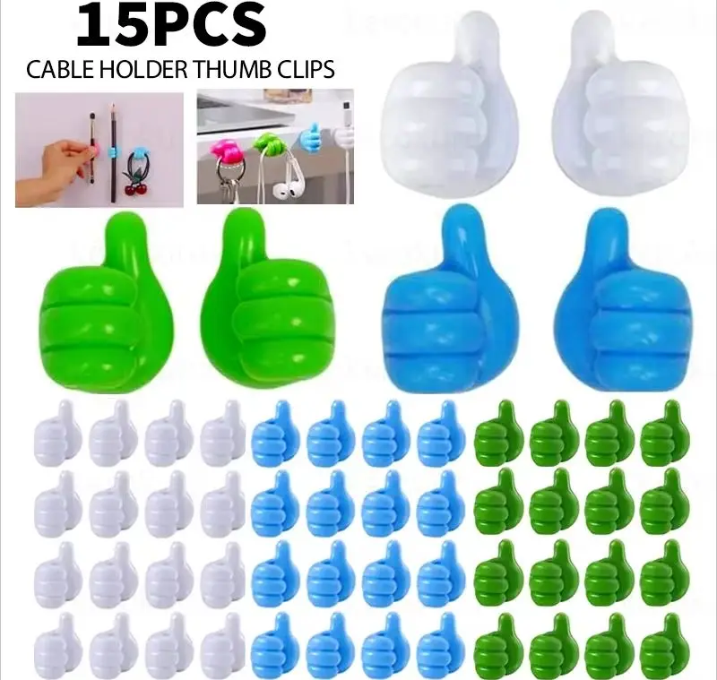 5/15pcs Cable Holder Clips Thumb Hook Wire Wall Hook Hanger Storage ...