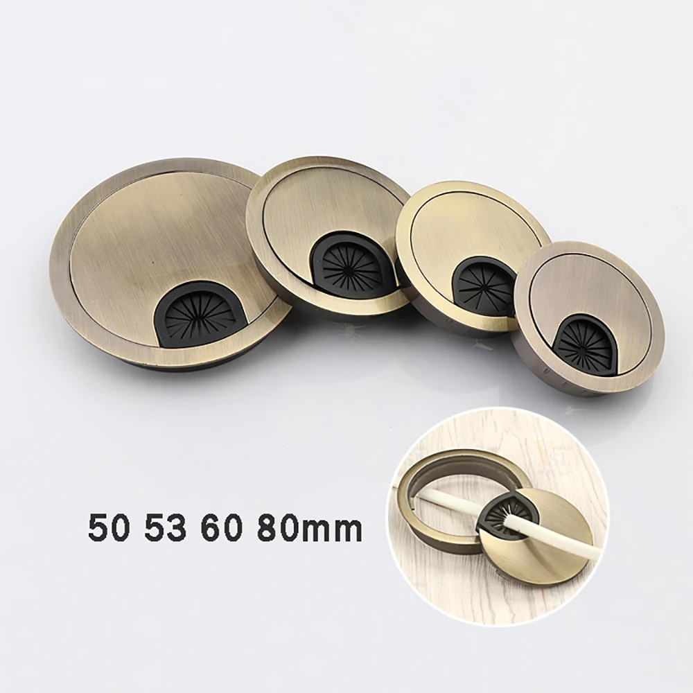 Desk-Table-Zinc-Alloy-Cable-Hole-Cover-PC-Computer-Desk-Round-Cable ...