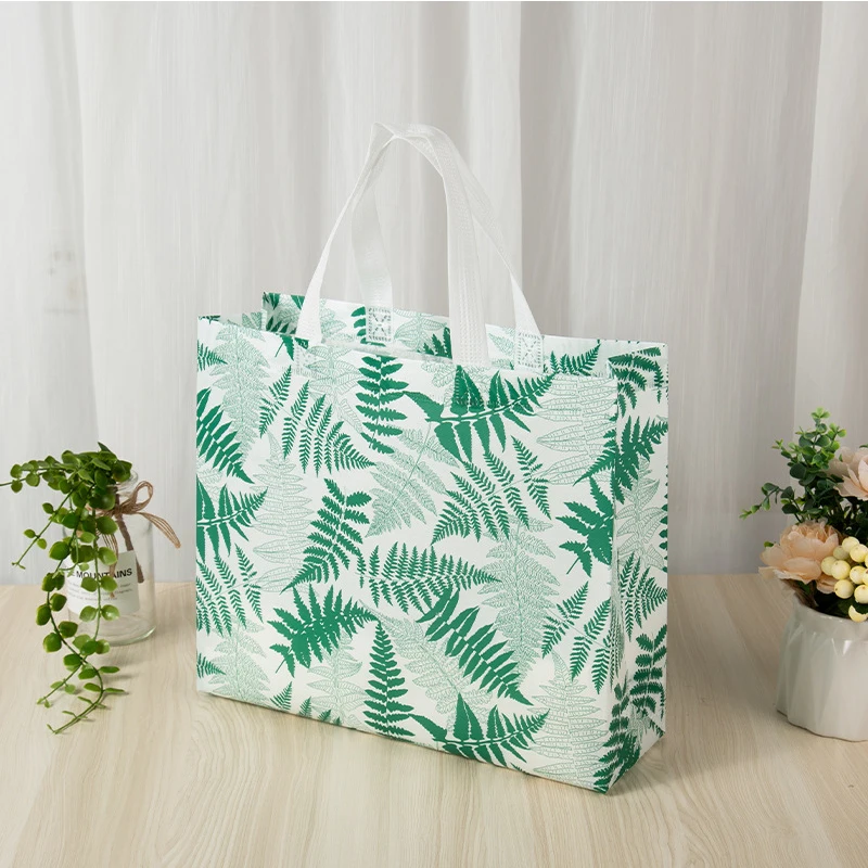 1pc Eco-friendly Reusable Green Leef Non Woven Bag Custom Printed ...