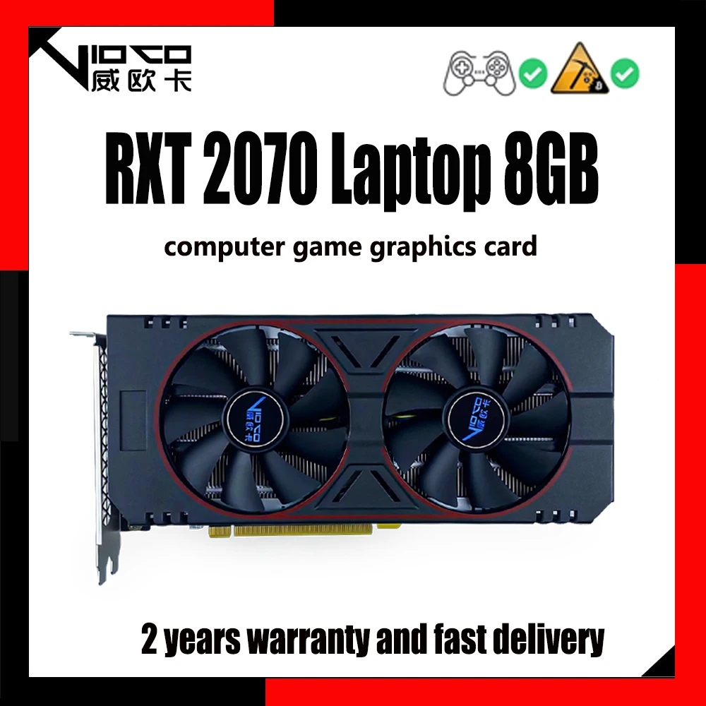 VIOCO 그래픽 카드 RTX2070 8G GDDR6 256Bit 12nm 14Gbps 마이닝 게임 비디오 카드 NVIDIA ...