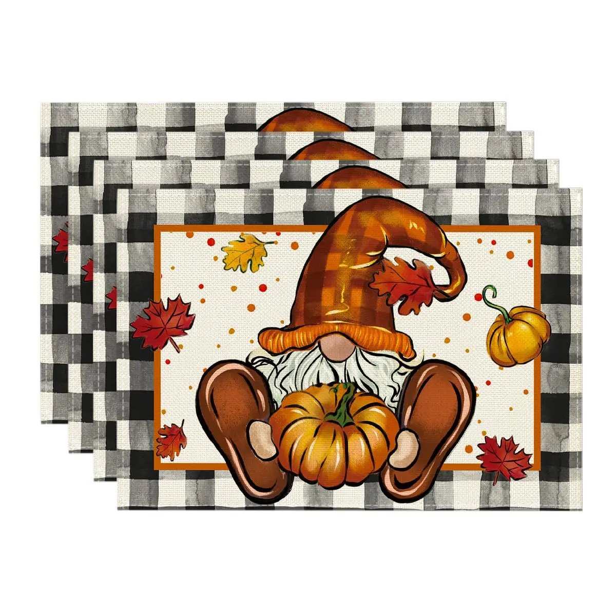 Gnome-Pumpkin-Buffalo-Plaid-Fall-Placemats-Thanksgiving-Table-Mats-for ...
