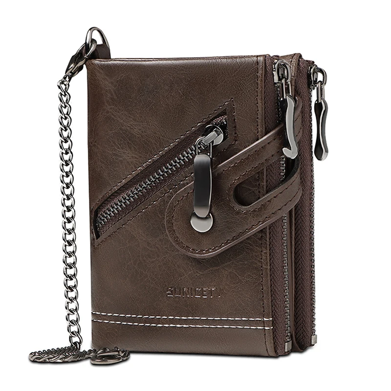 Retro-Style-Wallet-Men-Metal-Chain-Anti-Theft-PU-Leather-Bifold-Zipper ...