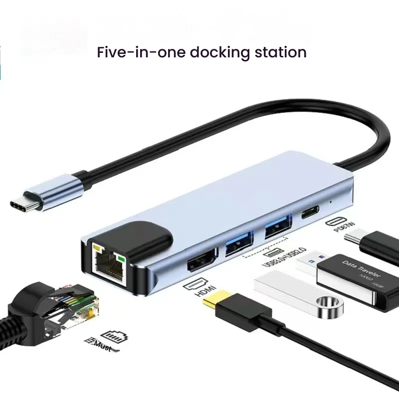 5 In 1 USB C HUB Type C Splitter To Compatible HDMI 4K Docking Station ...