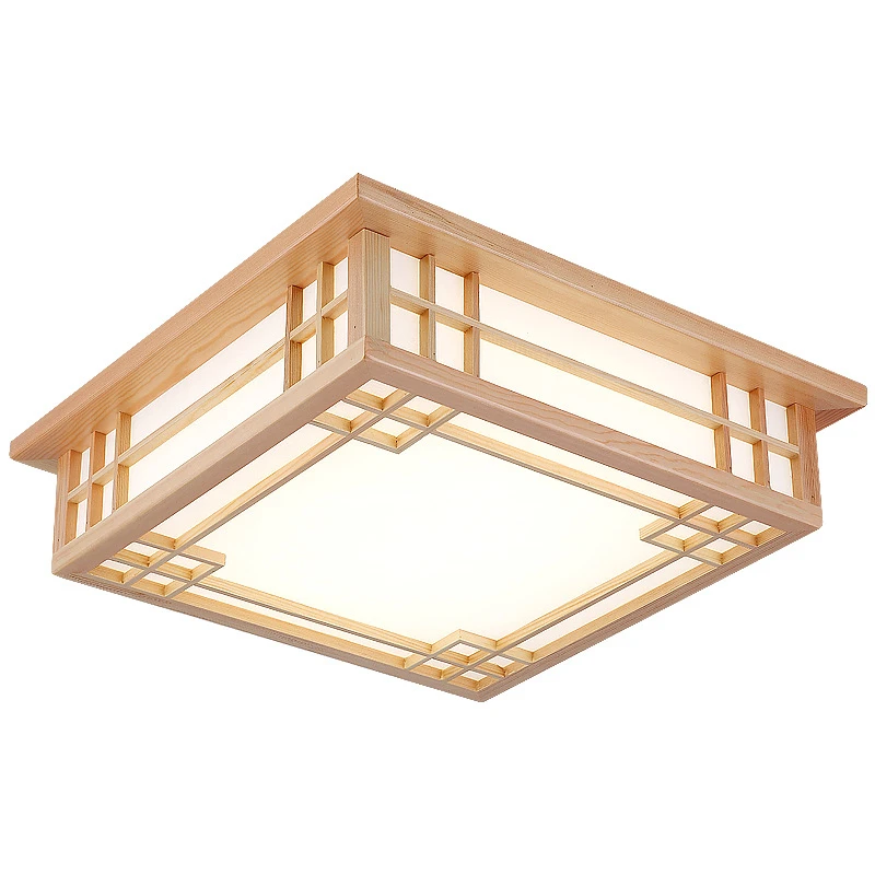 Nordic-Solid-Wood-Ceiling-Lamp-Square-Home-Decor-LED-Lustre-Ceiling ...
