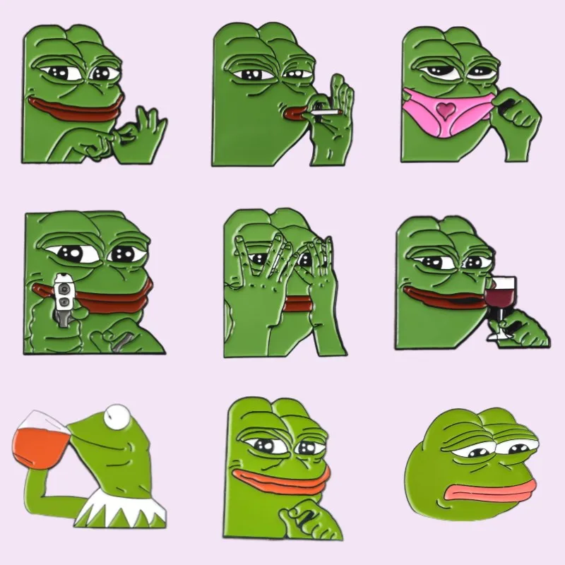 Cartoon-Pepe-The-Frog-Meme-Enamel-Pins-Shooting-Pyramid-Thinking ...