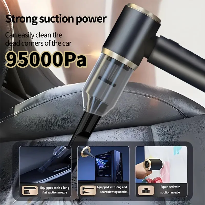 95000Pa Car Vacuum Cleaner Strong Suction Mini Duster Portable Wireless ...