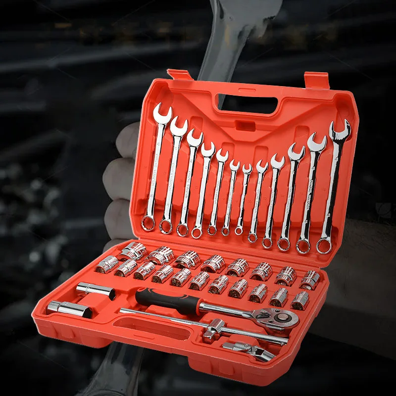 46-pieces-of-automotive-maintenance-tool-set-ratchet-wrench-combination ...