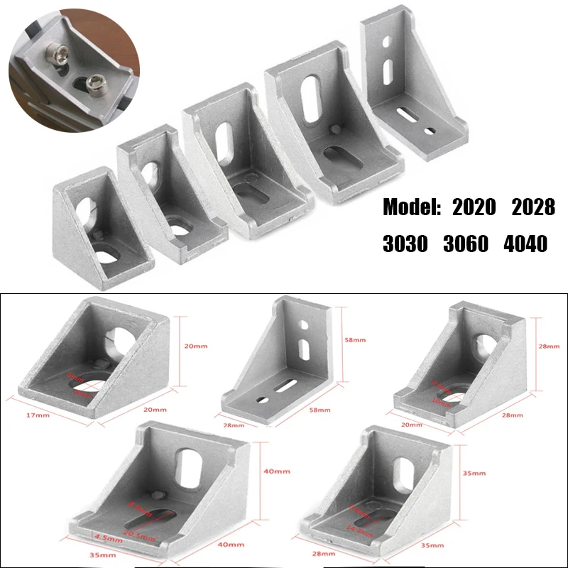 5/10pcs Corner Bracket Fitting Aluminum Connector Fastener 2020 3030 ...