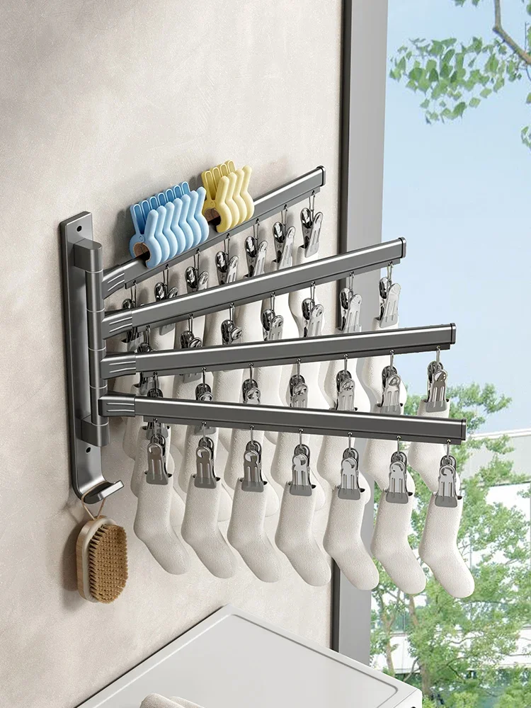 Wall-Bathroom-Hooks-Shelf-Hanger-Rod-Towel-Bar-Folding-Towel-Rack ...