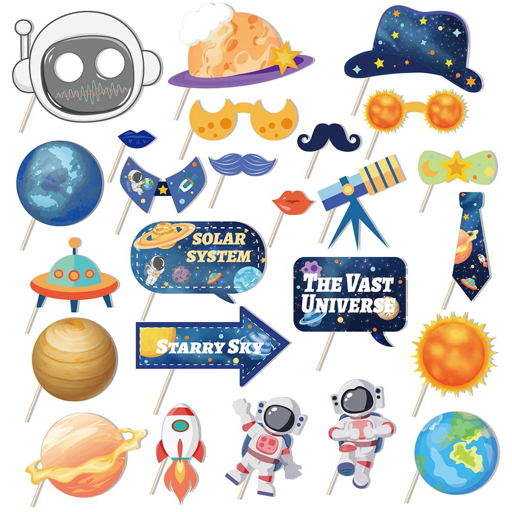 Universe Outer Space Astronaut Rocket Galaxy Theme Paper Photobooth ...