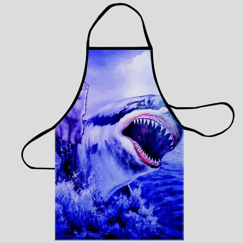 Cool-Cat-Riding-Shark-Whale-Sea-Turtle-Kitchen-Aprons-For-Women-Oxford ...
