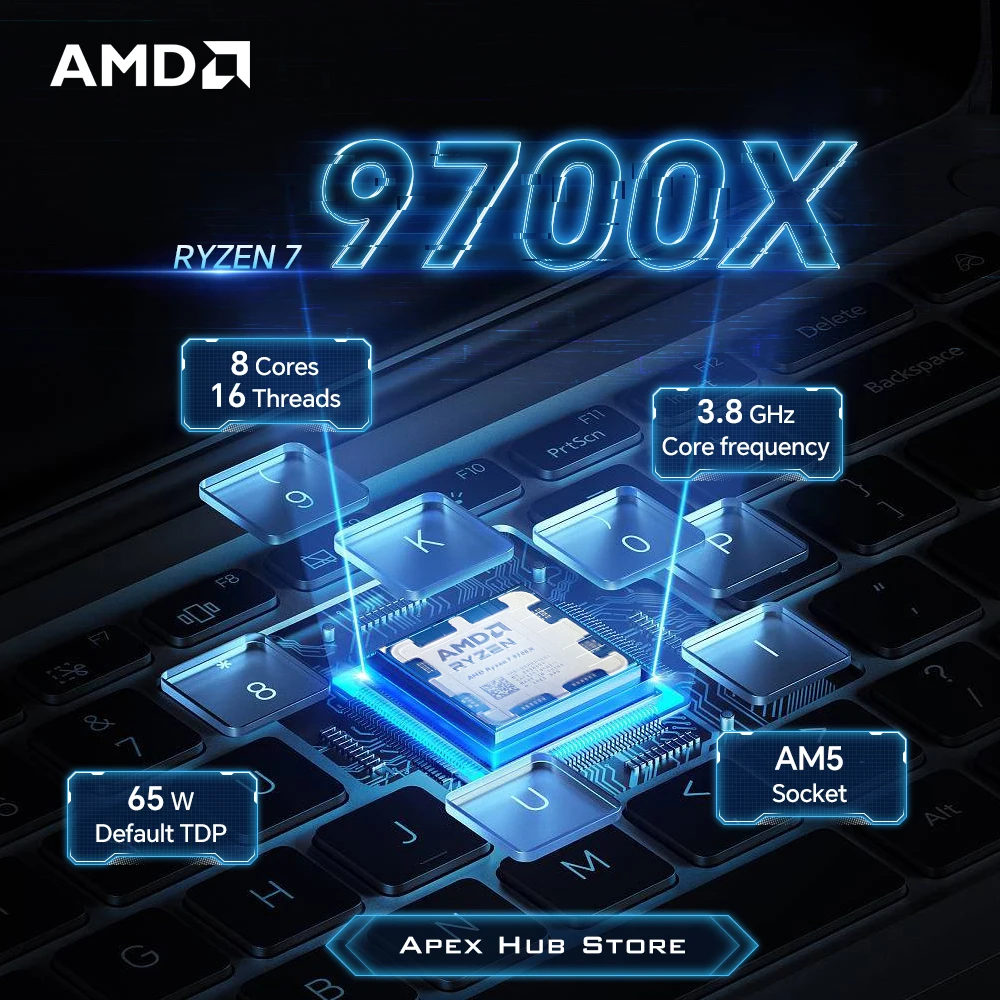 NEW AMD R7 9700X Socket AM5 L3=32M 3.8GHz 8-Core 16-Thread Processor ...