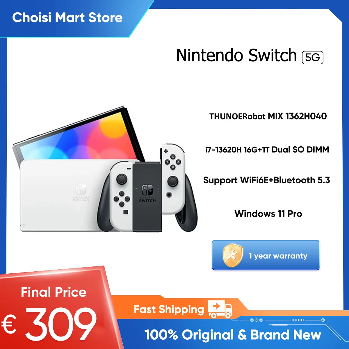 Nintendo-Switch-OLED-Video-Game-White-or-Neon-64GB-7-inch-OLED-display ...
