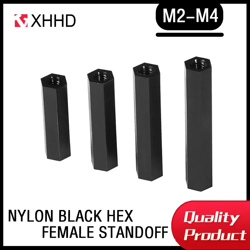 M2 M2.5 M3 M4 PCB Spacer Nylon Black Hex Female Standoff Nylon Double ...