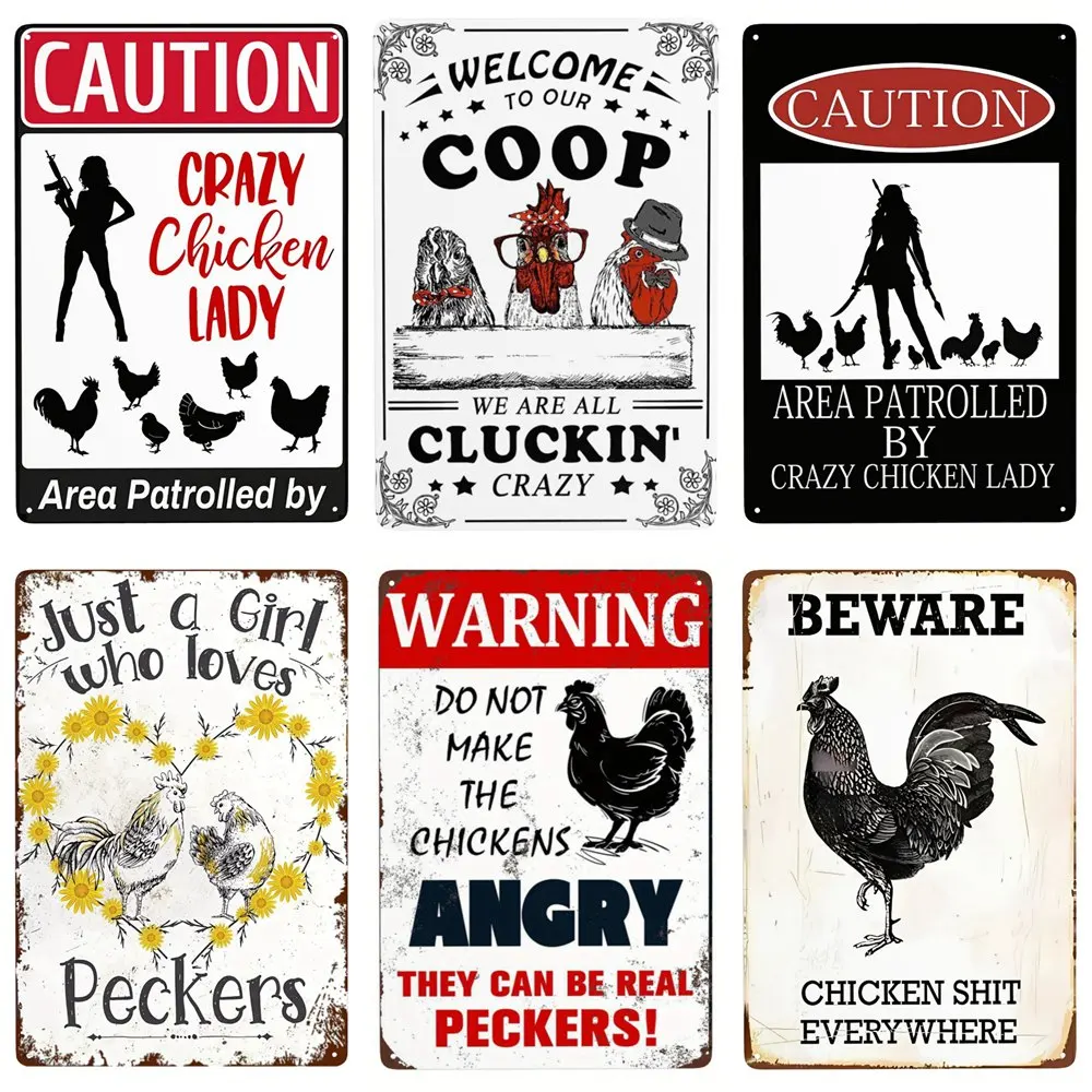 Welcome to Our Chicken Coop, Retro Metal Sign, Caution Area, Wall Art ...
