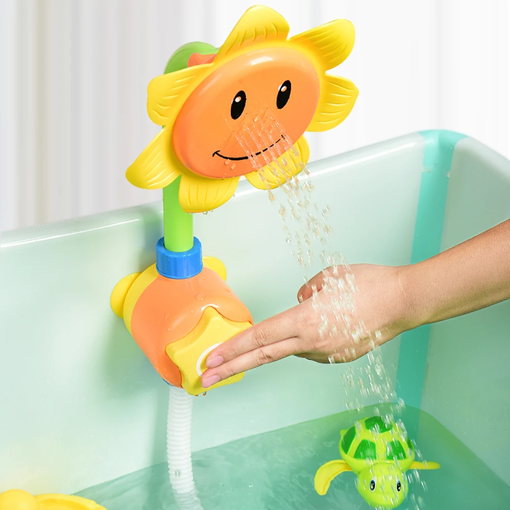 Kids Shower Bath Toys Cute Yellow Duck Waterwheel Elephant Toys Baby ...