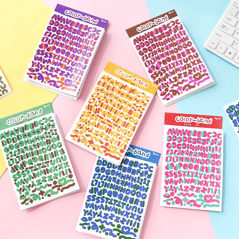 MOHAMM 6 Sheets Colorful Collage Letters Sticker for Photo Albums Cards ...