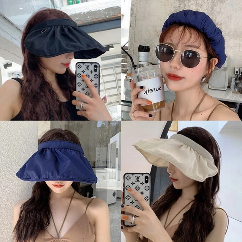 Portable-Folding-wide-brim-sun-hat-empty-top-sun-shade-beach-hat-hat ...