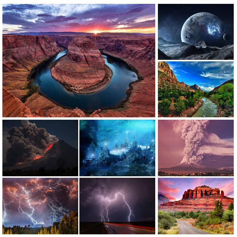 5D-Diamond-Painting-DIY-End-Landscape-Canyon-Lightning-Mosaic-Round ...