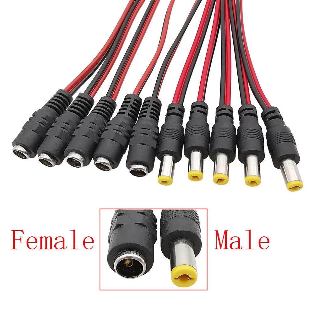 5.5x2.1mm Dc Power Pigtail Wire Connector 25cm 12v Dc Power Male Plug ...