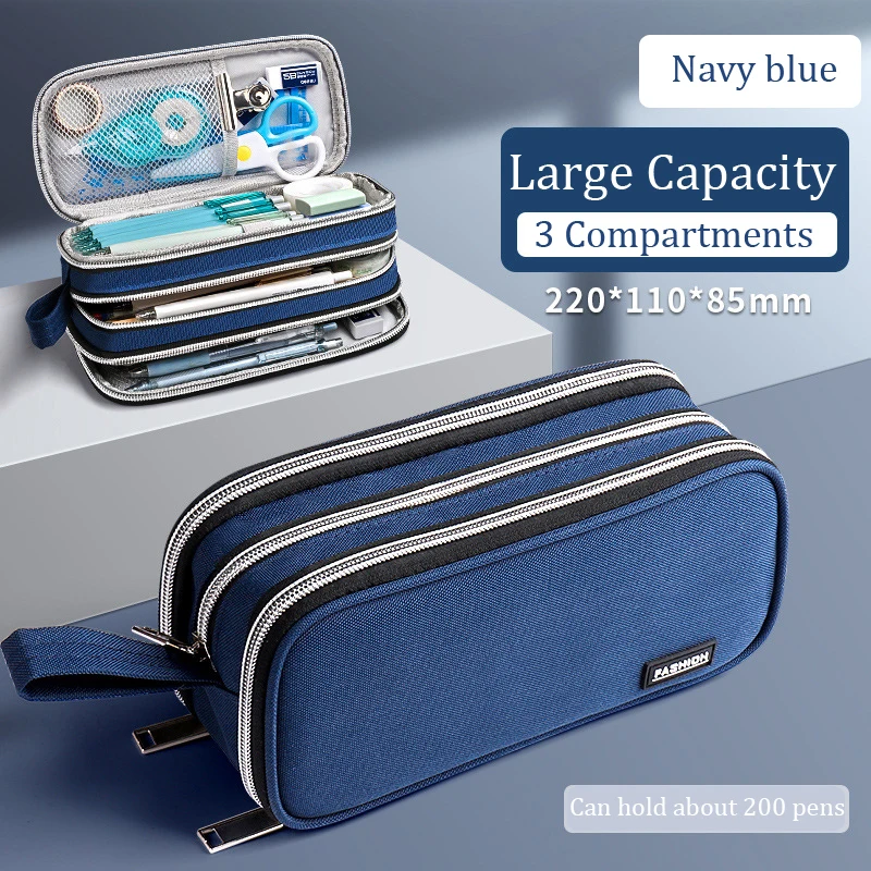 3-Compartment-Pencil-Case-Bag-for-High-School-Pouch-Stationery ...